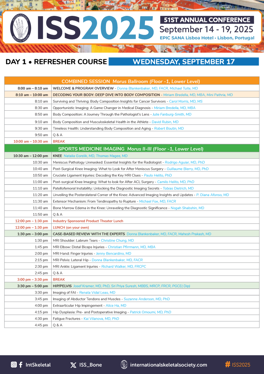 ISS 2025 - Refresher Course | International Skeletal Society